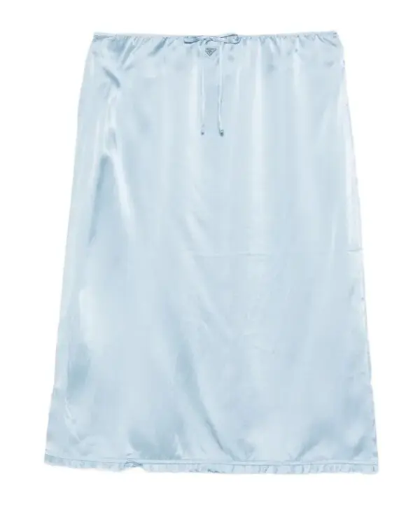 Prada Drawstring Midi Skirt With Ruffled Hem - Blue