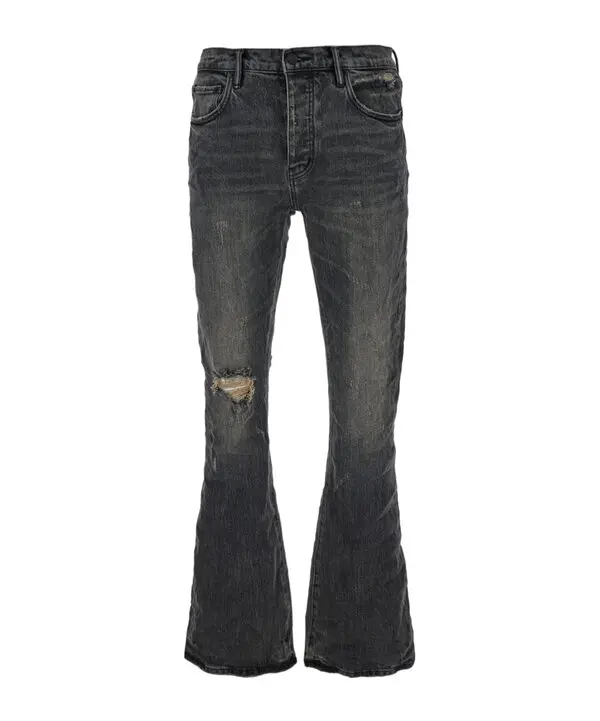 PURPLE BRAND Crinkled Flared Jeans - Black