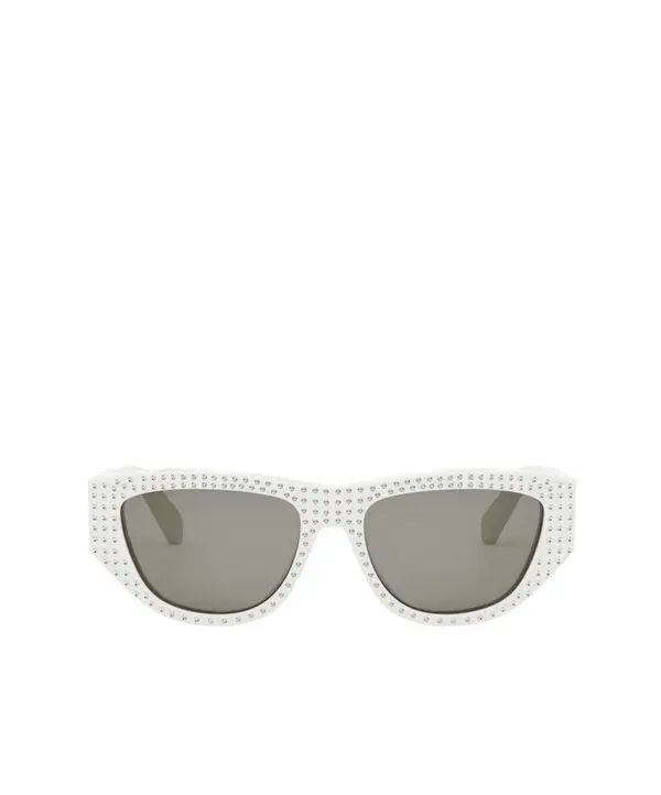 Celine Geometric Frame Embellished Sunglasses - Gray