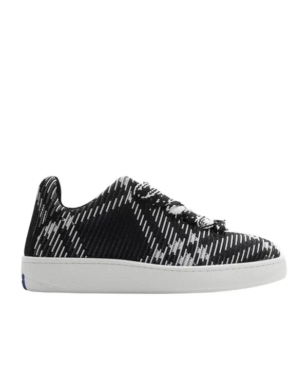Burberry Knit Check Low-top Sneakers With Barbed Wire Detailing