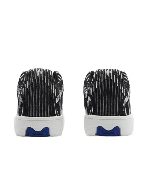 Burberry Knit Check Low-top Sneakers With Barbed Wire Detailing