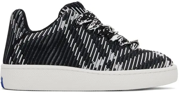Burberry Knit Check Low-top Sneakers With Barbed Wire Detailing