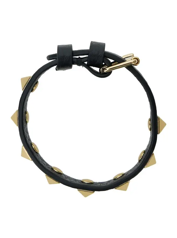 Valentino Garavani Rockstud Embellished Leather Bracelet - Black