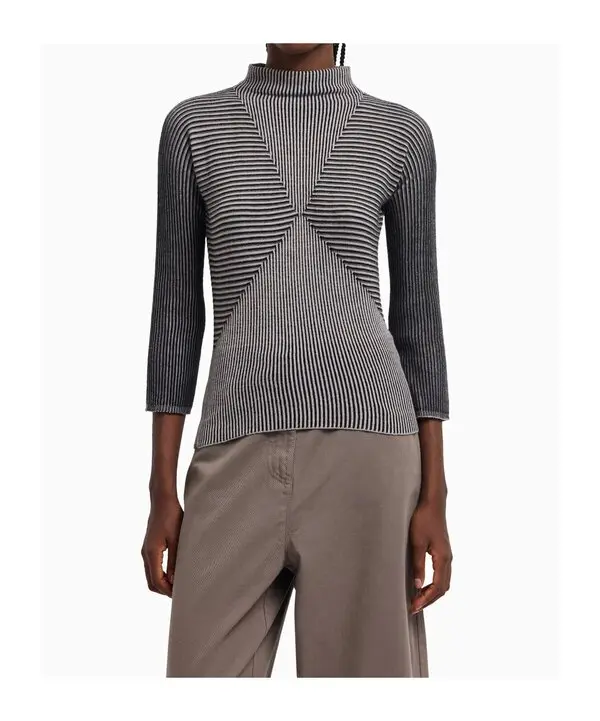 Emporio Armani Striped High Neck Jumper
