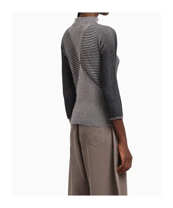 Emporio Armani Striped High Neck Jumper