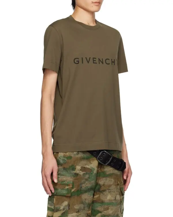 Givenchy Logo Printed Crewneck T-shirt - Khaki