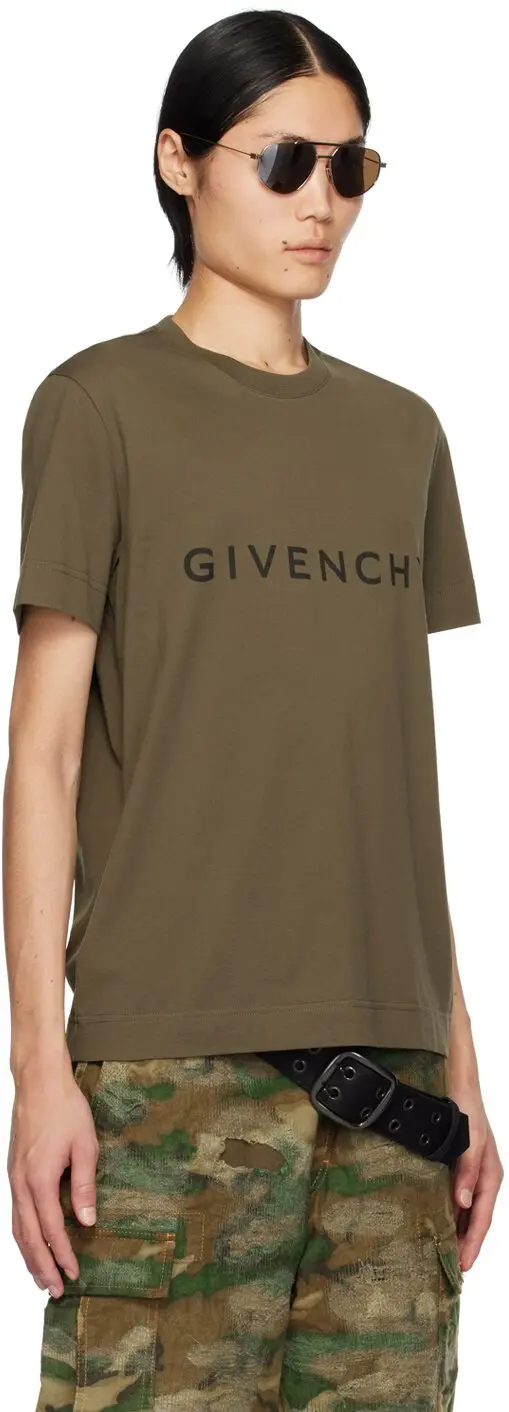Givenchy Logo Printed Crewneck T-shirt - Khaki
