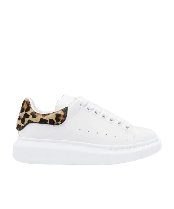 Alexander McQueen Leopard Detail Lace-up Sneakers - White/leopard Print