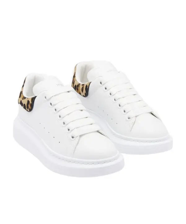 Alexander McQueen Leopard Detail Lace-up Sneakers - White/leopard Print