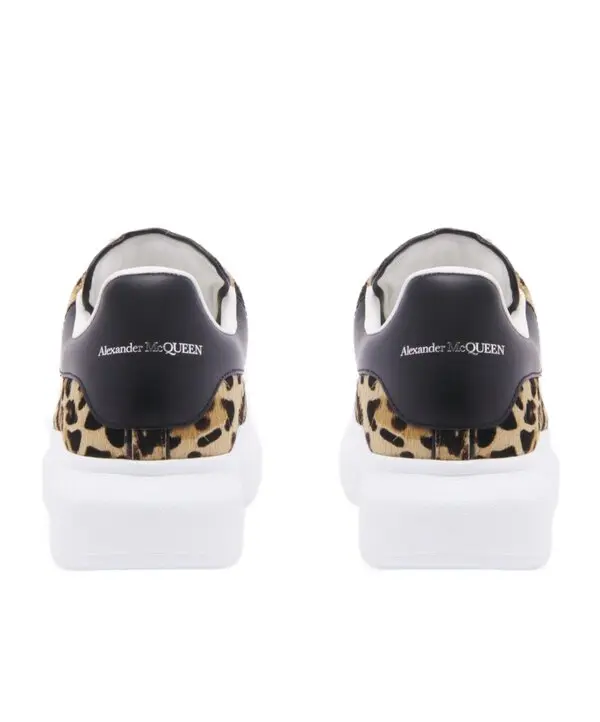 Alexander McQueen Leopard Detail Lace-up Sneakers - White/leopard Print