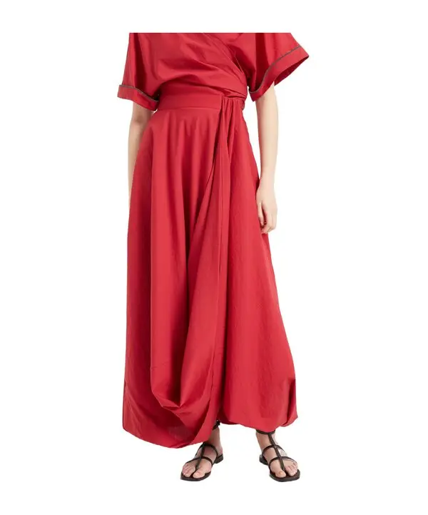 Brunello Cucinelli Draped Bubble-hem Skirt - Red