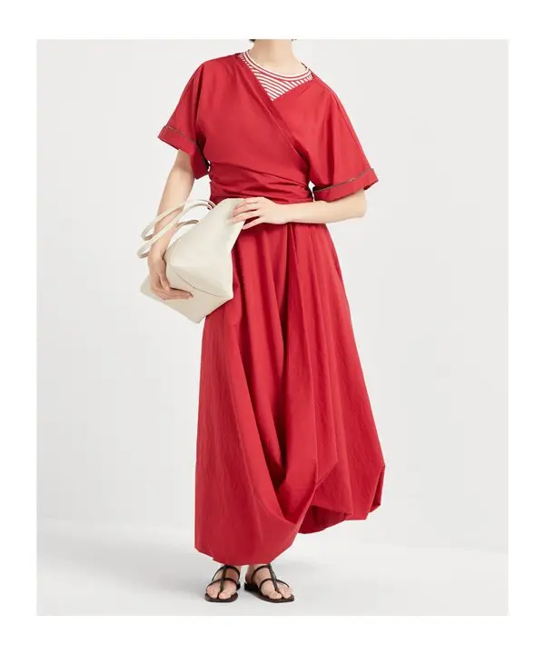 Brunello Cucinelli Draped Bubble-hem Skirt - Red