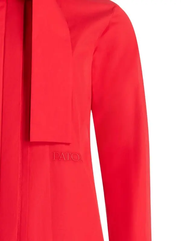 PATOU Shawl Collar Embroidered Logo Shirt - Red