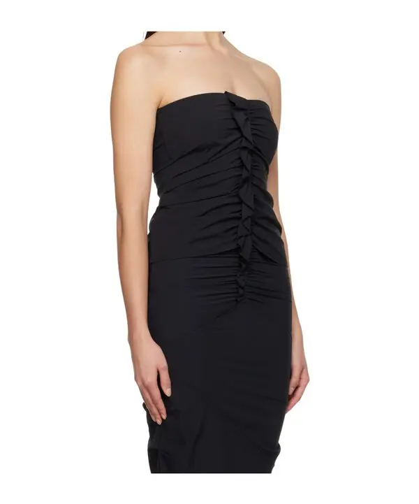 Paris Georgia Strapless Ruffle Detail Tube Top Blouse - Black