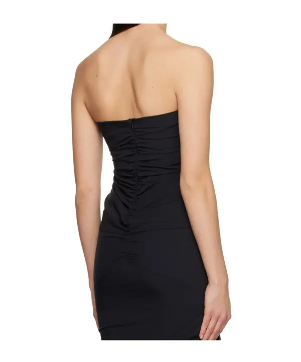 Paris Georgia Strapless Ruffle Detail Tube Top Blouse - Black