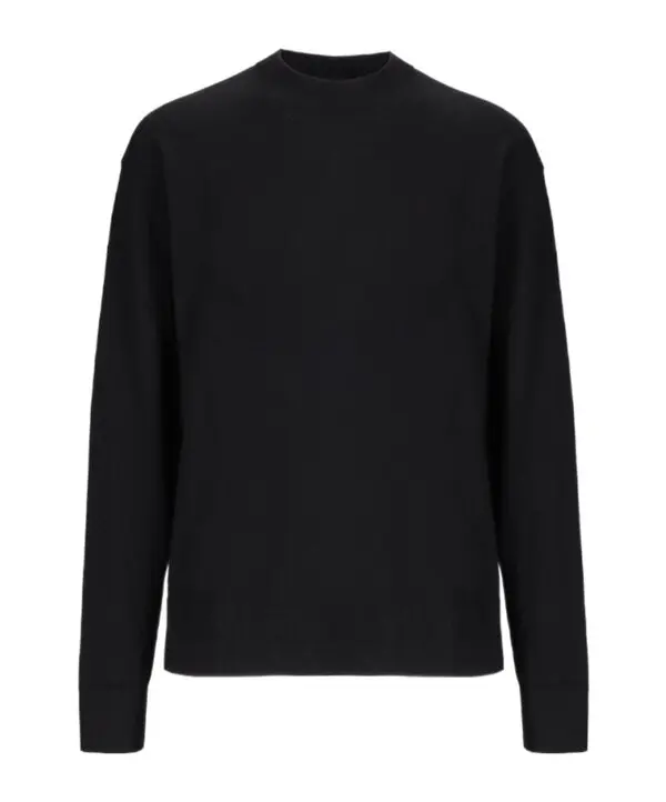 LANEUS Ribbed-knit Crewneck Sweater - Black