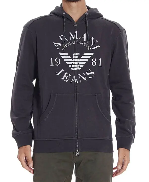 Emporio Armani Hooded Long-sleeved Casual Jacket - Black