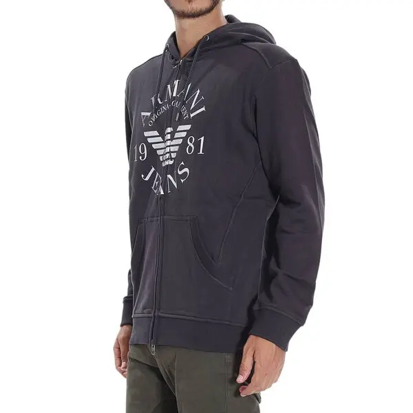 Emporio Armani Hooded Long-sleeved Casual Jacket - Black