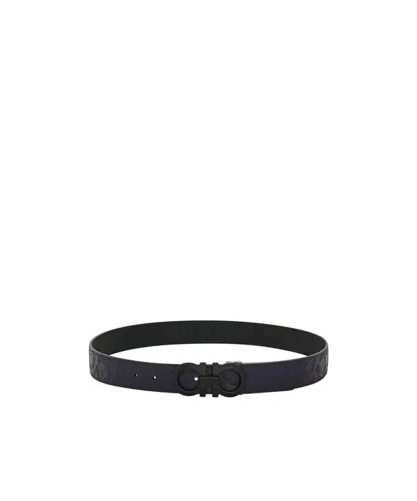 FERRAGAMO Reversible Gancini Buckle Belt - Midnight Blue/black