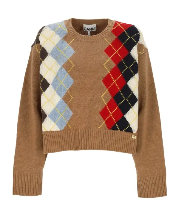 GANNI Argyle Jumper - Brown