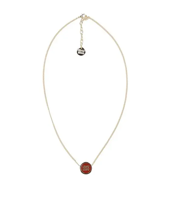 Miu Miu Logo Pendant Necklace - Yellow