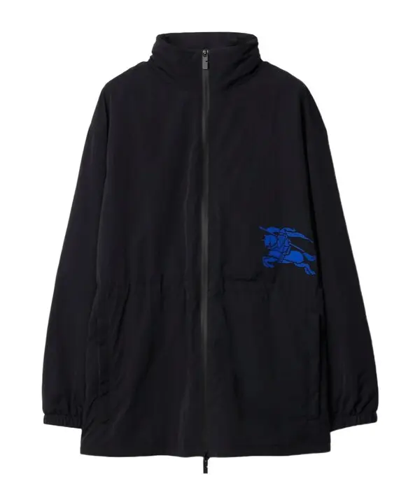 Burberry Equestrian Knight Zip-up Hooded Jacket - Black