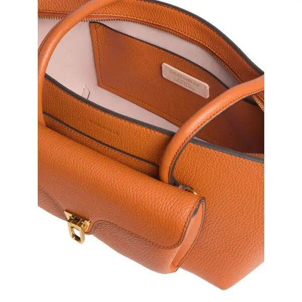 COCCINELLE Logo Printed Shoulder Bag With Detachable Pocket - Brown