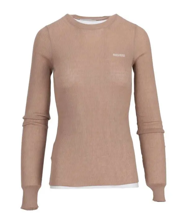 Miu Miu Ribbed Cashmere And Silk Sweater