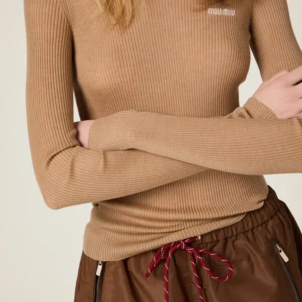 Miu Miu Ribbed Cashmere And Silk Sweater