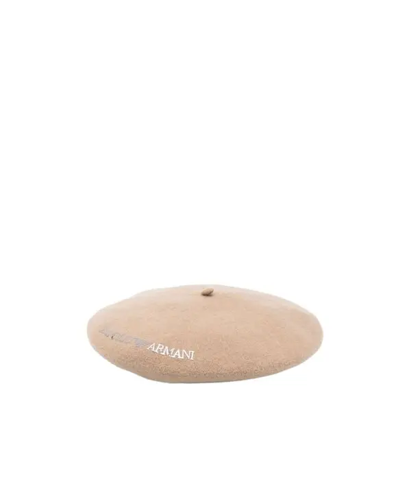 Emporio Armani Logo Embellished Beret - Taupe