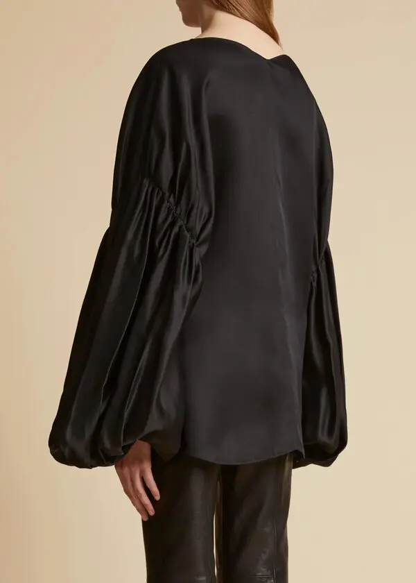 Khaite The Quico Puff-sleeved Blouse - Black