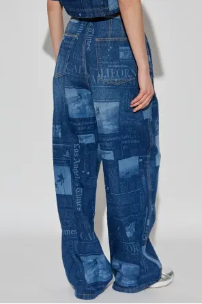 Palm Angels Printed Denim Jeans - Blue