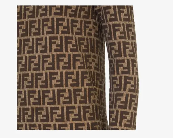 Fendi Monogrammed Long-sleeve Dress