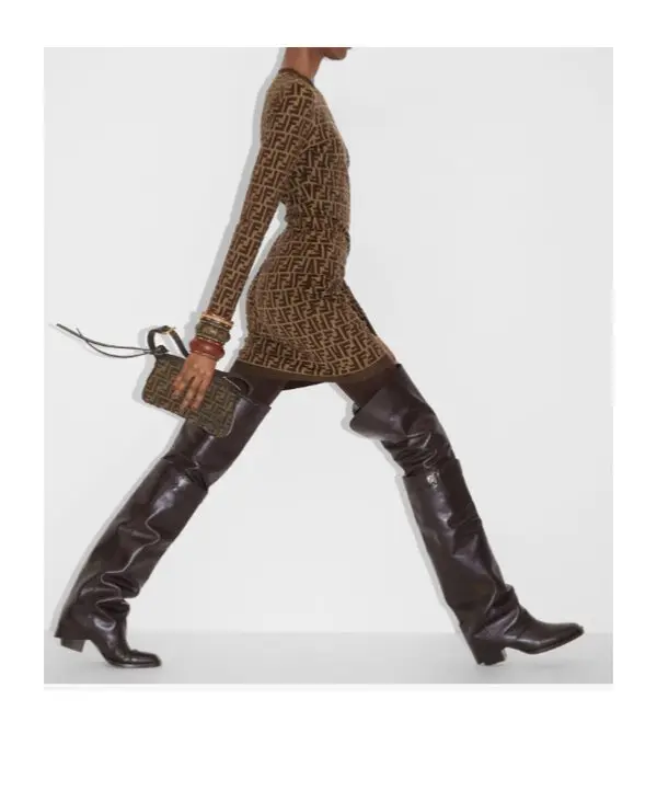 Fendi Monogrammed Long-sleeve Dress
