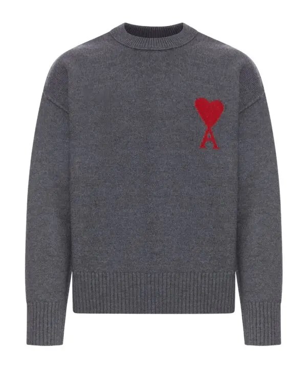 Ami Heart Intarsia Sweater - Black