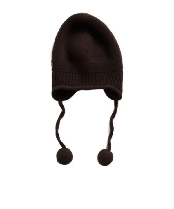 Miu Miu Cashmere Hat With Pom-pom Ties