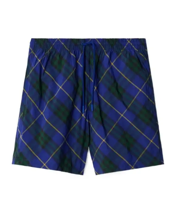 Burberry Checked Drawstring Swim Shorts - Bright Navy Blue