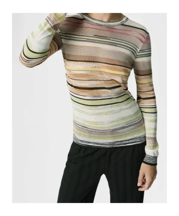 Missoni Striped Flame Crewneck Jumper - Green Brown