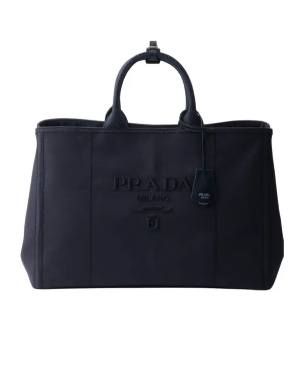 Prada Jardinière Extra Large Cotton Canvas Tote Bag - Baltic Sea Blue