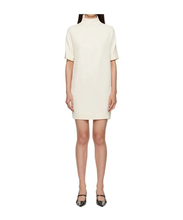 Loulou De Saison Elton Mock-neck Short-sleeve Dress - Ivory