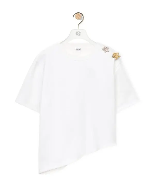 Loewe Asymmetric T-shirt In Cotton Blend - White