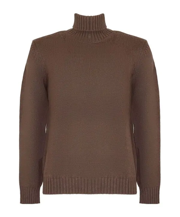 Eleventy Ribbed Turtleneck Knitwear - Brown