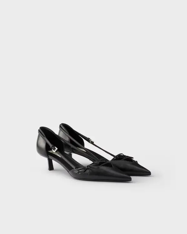 Prada Pointed Toe Strappy Pumps - Black