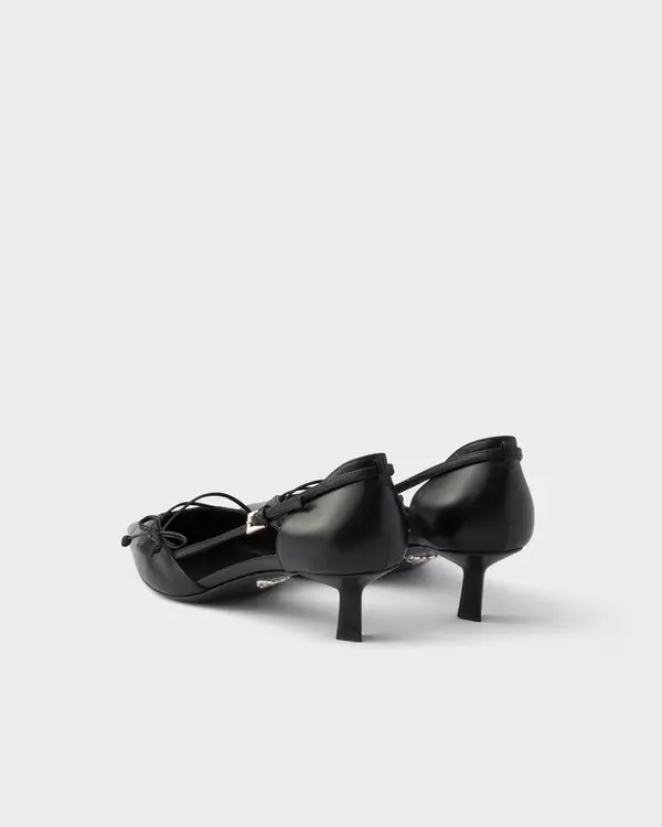 Prada Pointed Toe Strappy Pumps - Black