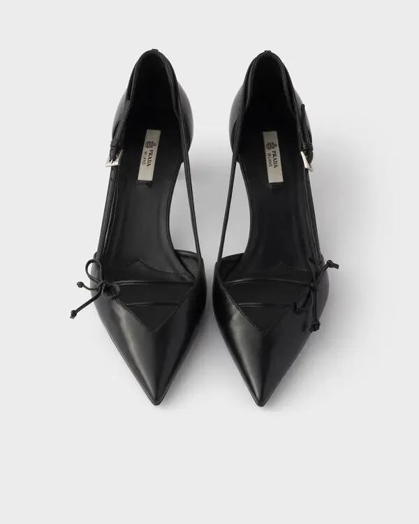 Prada Pointed Toe Strappy Pumps - Black