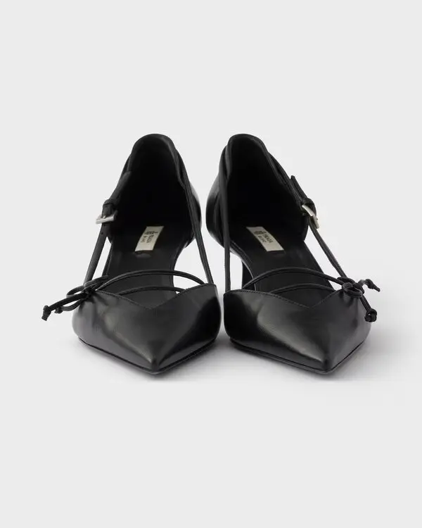 Prada Pointed Toe Strappy Pumps - Black