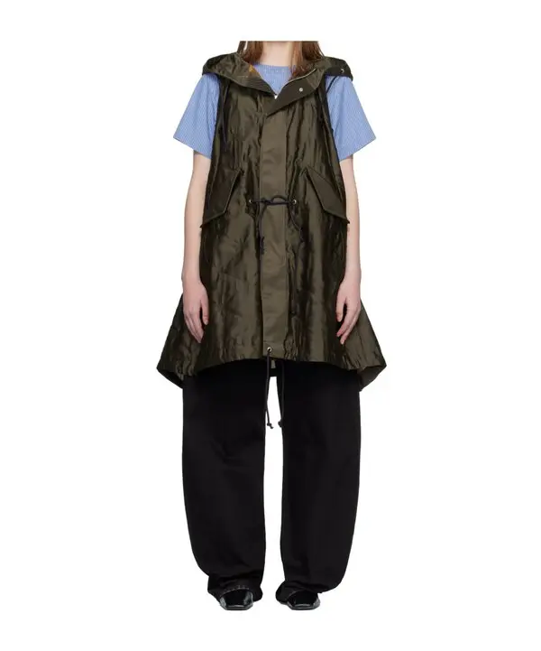 Sacai Quilted Hooded Vest - Khaki