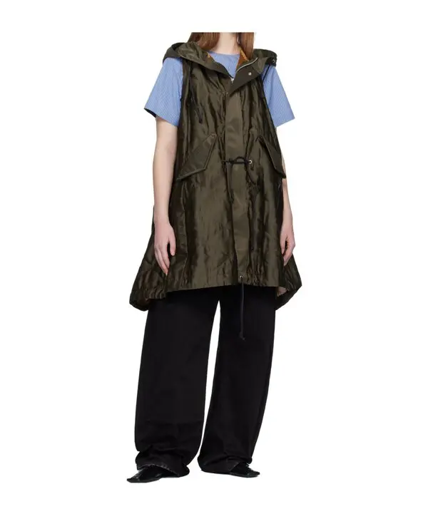 Sacai Quilted Hooded Vest - Khaki