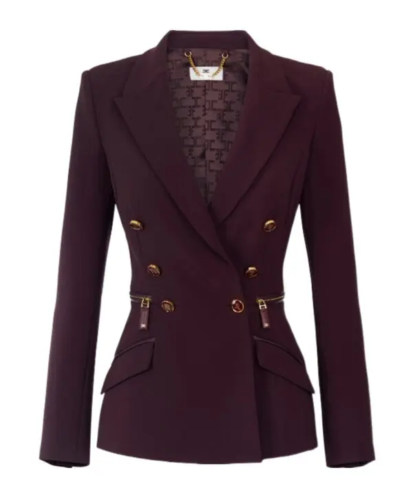 Elisabetta Franchi Double Breasted Tailored Blazer - Merlot