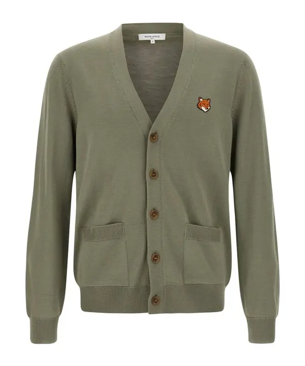 Maison Kitsuné Fox Head V-neck Cardigan - Green